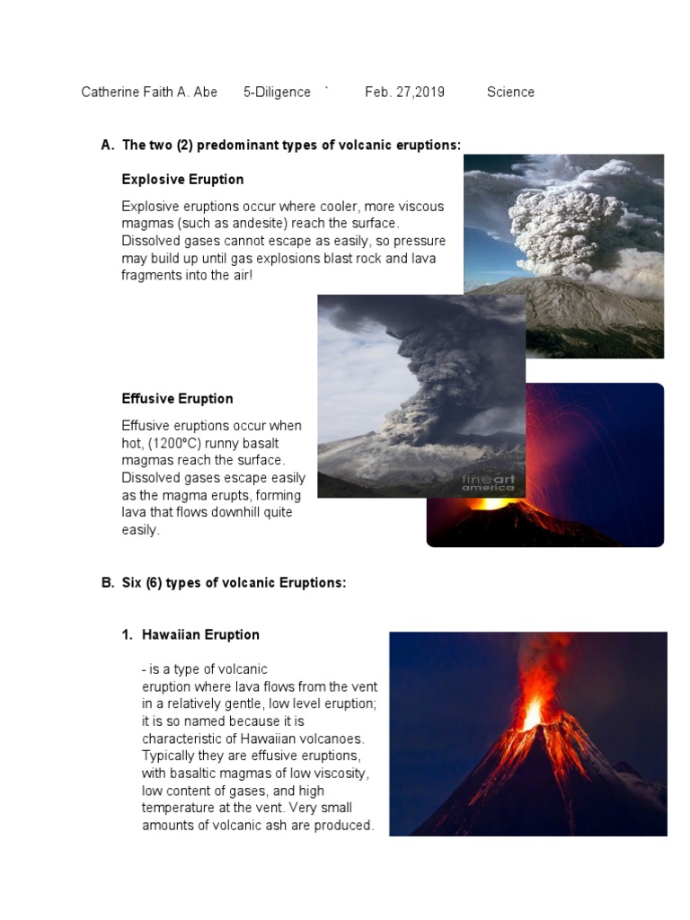 Types of Volcanic Eruptions | PDF | Types Of Volcanic Eruptions | Lava