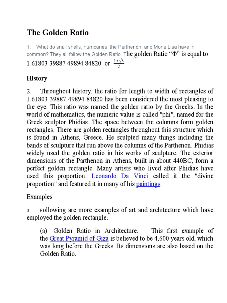 The Golden Ratio | PDF