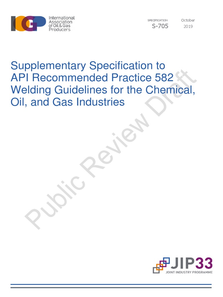 Supplementary Specification To API Recommended Practice 582 Welding ...