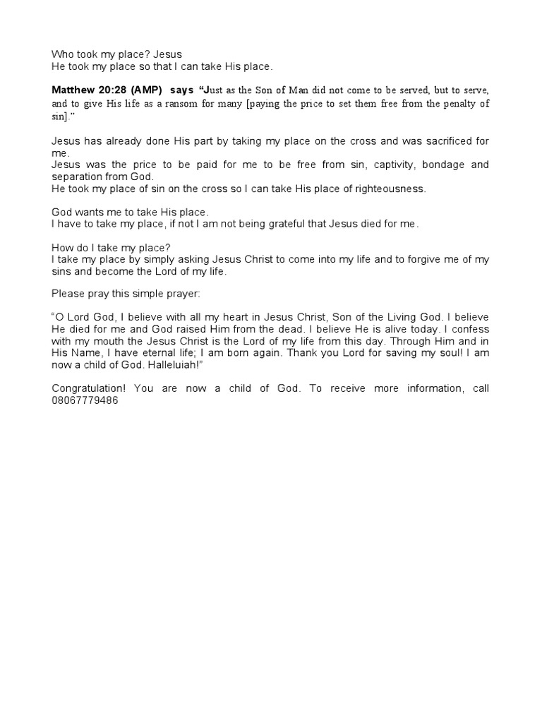 He Took My Place Version 1 | PDF