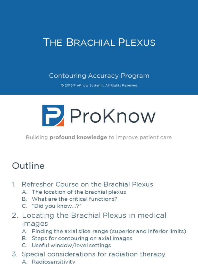 Proknow Brachial - Plexus Overview 20160822 PDF | PDF | Radiation Therapy | Diseases And Disorders