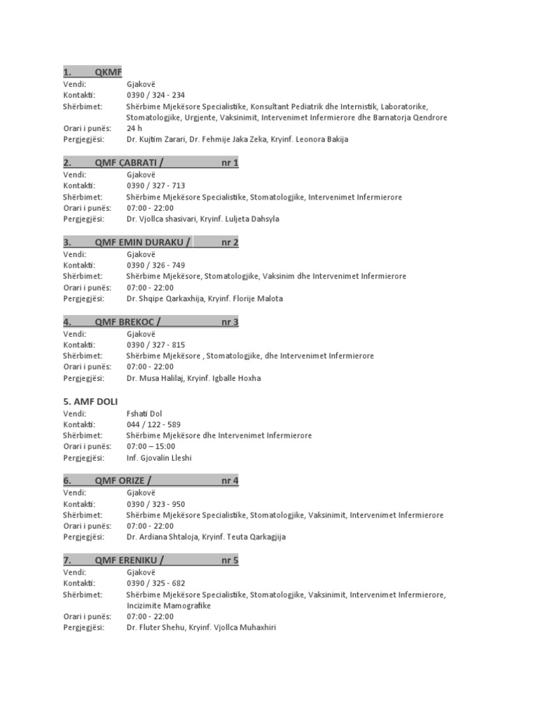 Te Dhenat e Objekteve Shendetesore | PDF