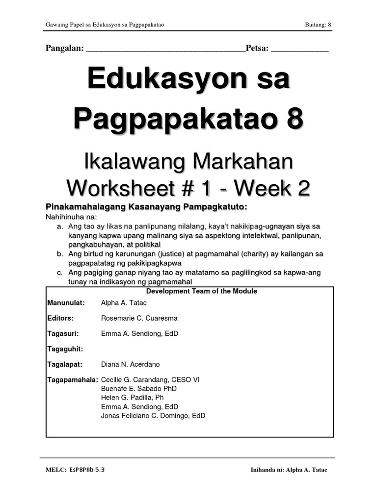 Esp Grade8 Quarter2 Week2 Worksheet2 1 7pages 1 Pdf