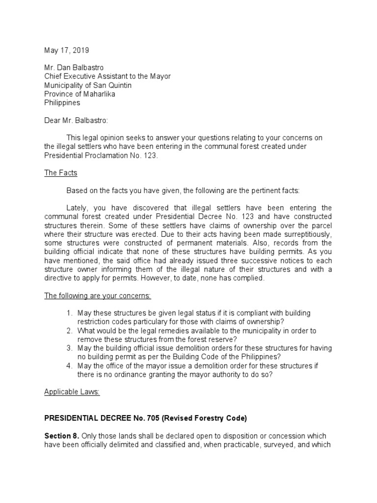 PRESIDENTIAL DECREE No. 705 (Revised Forestry Code) Section 8. Only ...