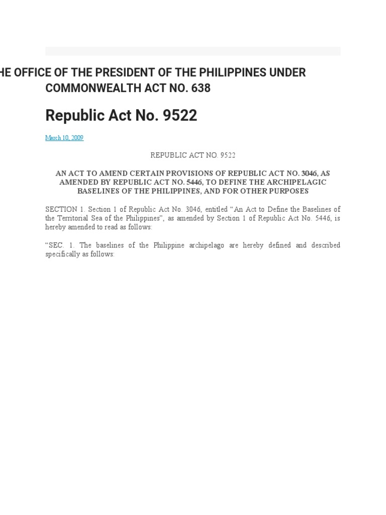 Ra 9522 | PDF | Government | Constitutional Law