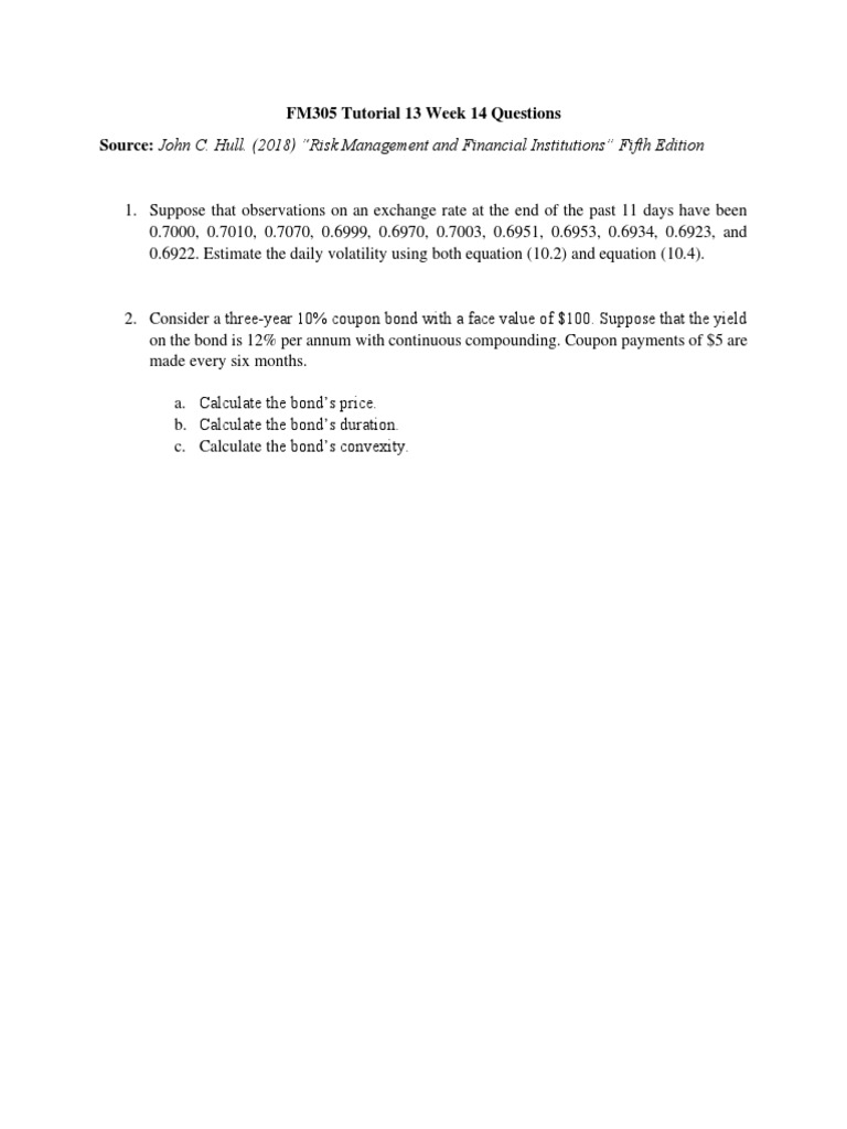FM305 Week 14 Risk Management Questions | PDF | Finance & Money Management