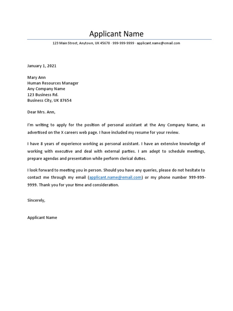 Contoh Cover Letter Bahasa Inggris | PDF