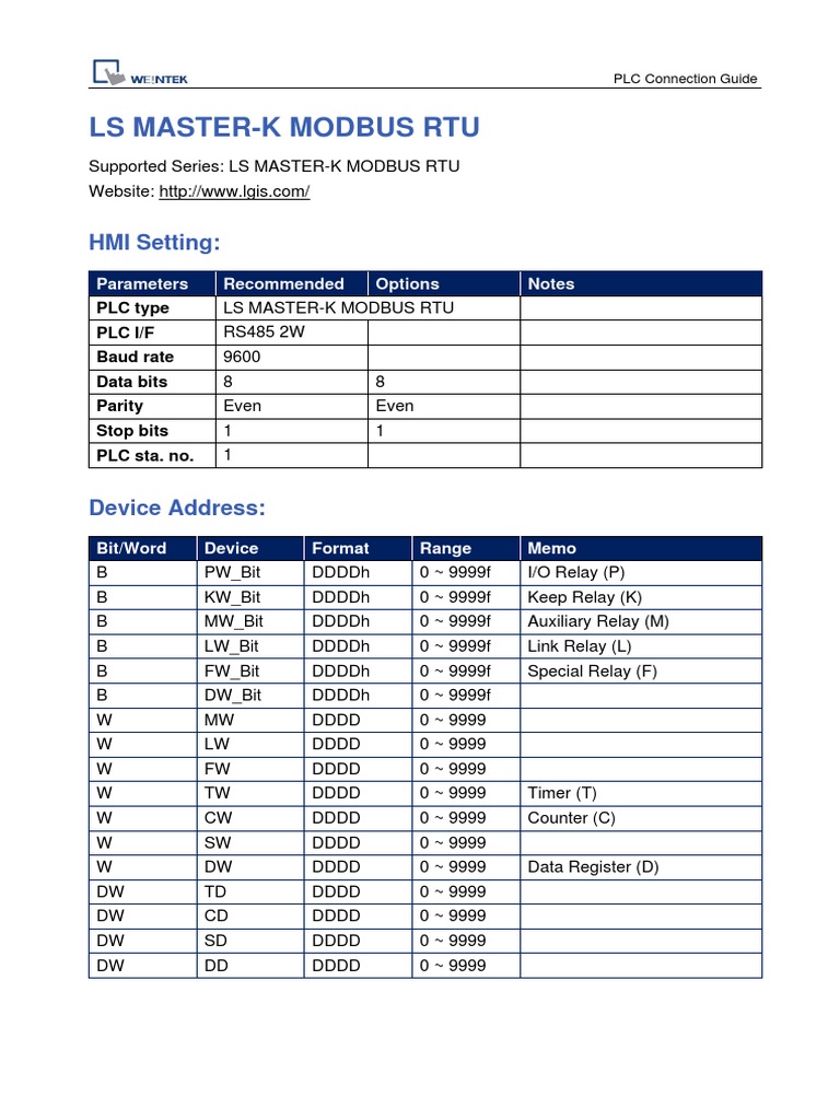 Ls Master-K Modbus Rtu: HMI Setting | PDF | Telecommunications ...