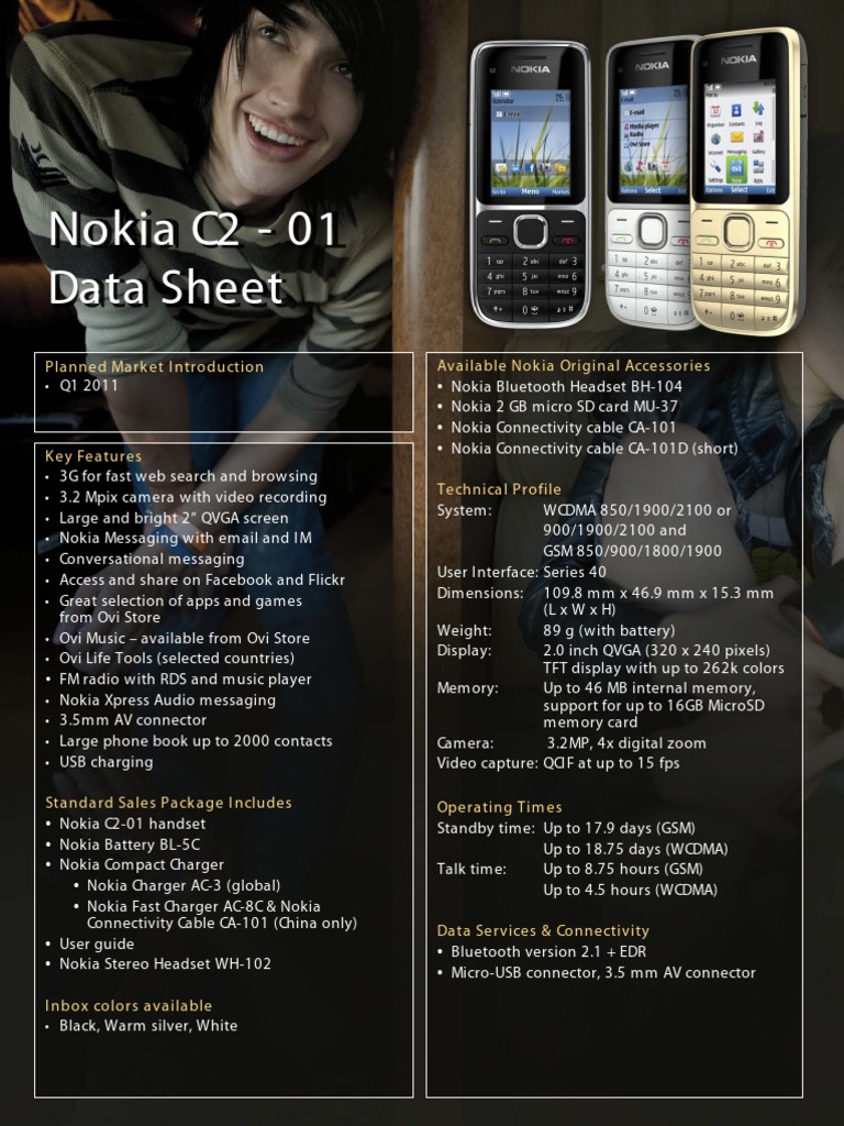 Nokia C2-01 Data Sheet | PDF | Secure Digital | Nokia