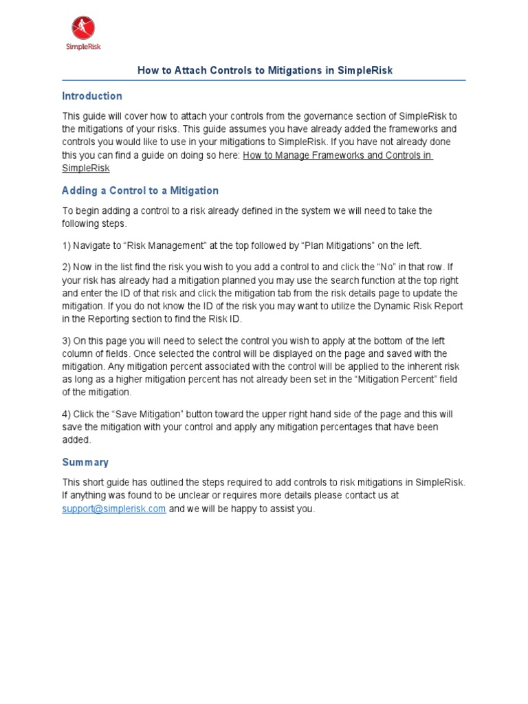 How To Attach Controls To Mitigations in SimpleRisk | PDF | Risk ...