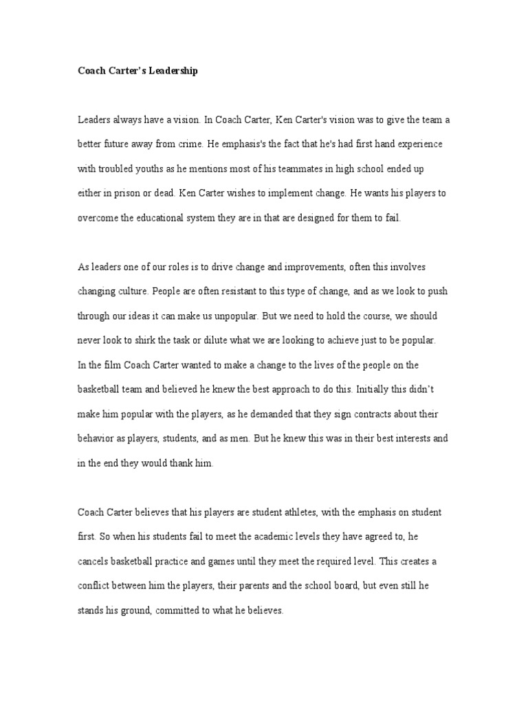 Coach Carter's Leadership | PDF | Leadership | Human Nature