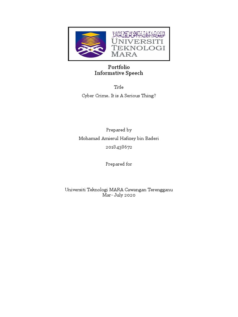 Portfolio Informative Speech | PDF | Cybercrime | Crime Prevention