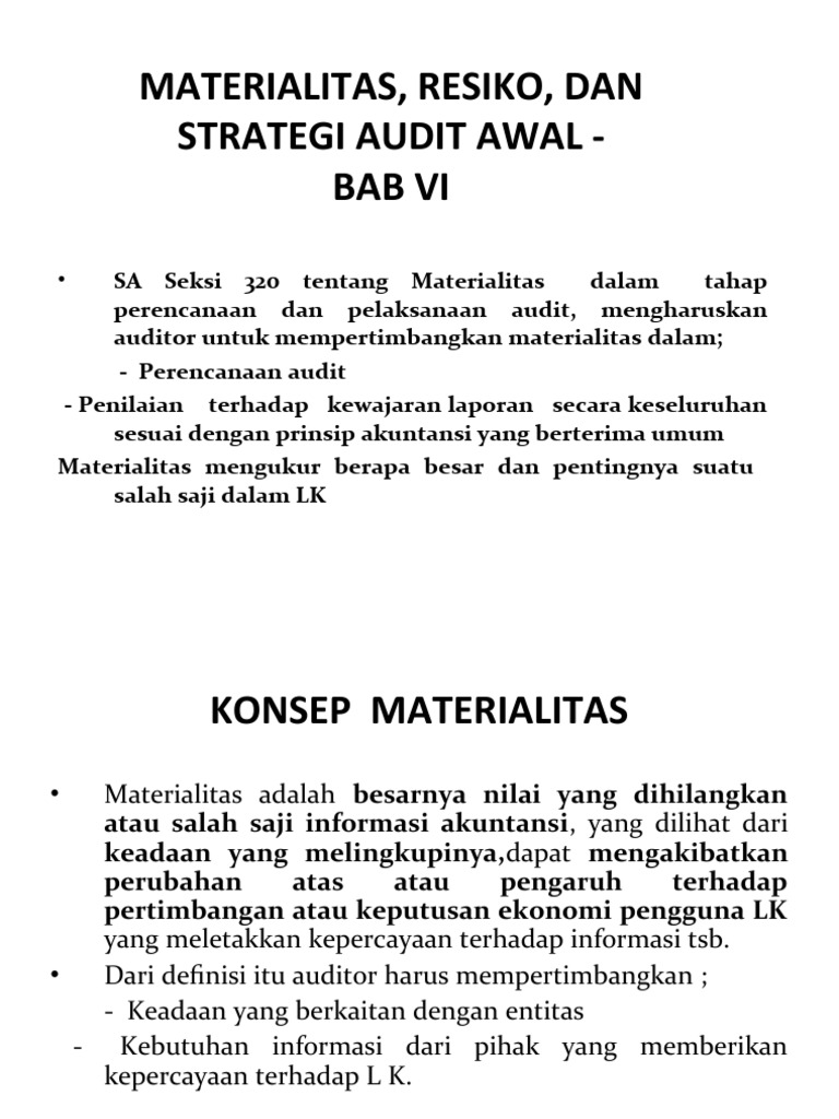 Bab 6 Materialitas, Risiko, Audit Awal | PDF