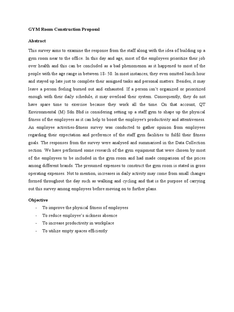 GYM Room Proposal | PDF | Physical Fitness | Self Esteem