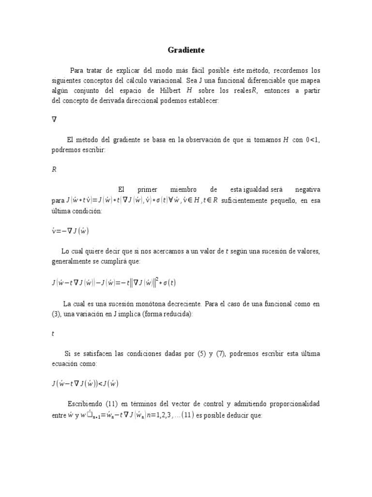 Método del Gradiente y Optimización Matemática | PDF | Máximos y mínimos | Análisis matemático