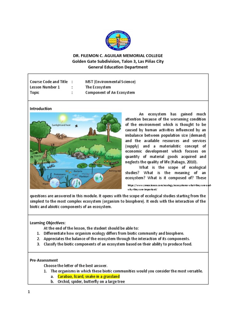 1module in Environmental Science | PDF | Ecosystem | Ecology
