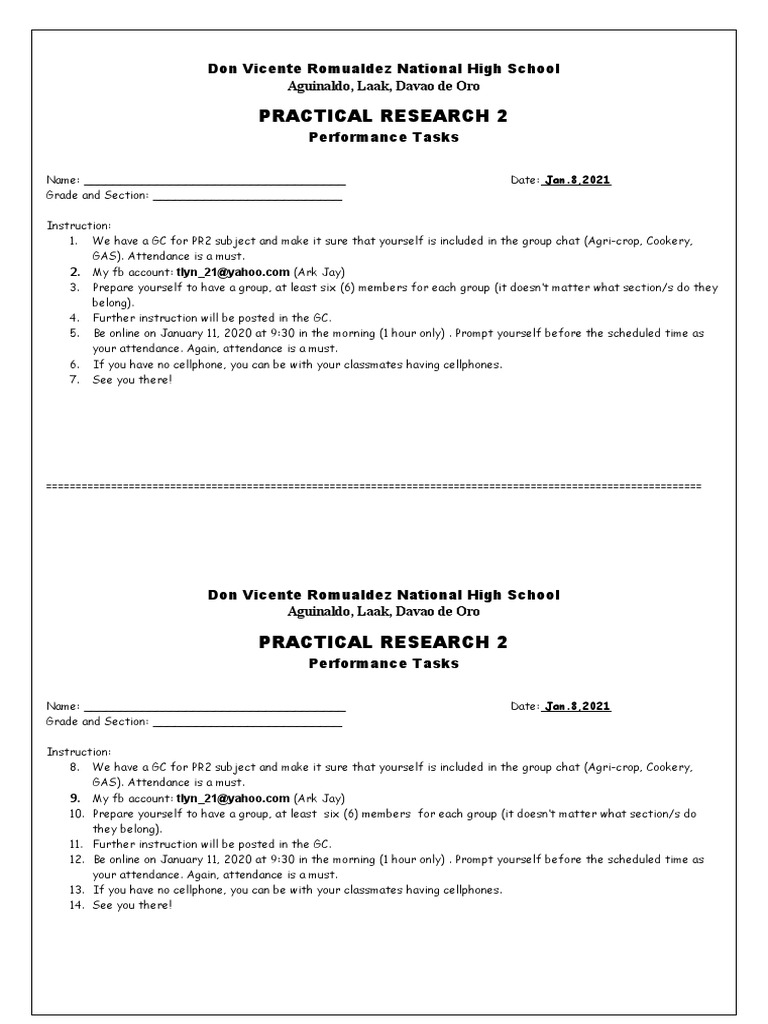 1 - Performance Tasks - PR2 | PDF | Communication