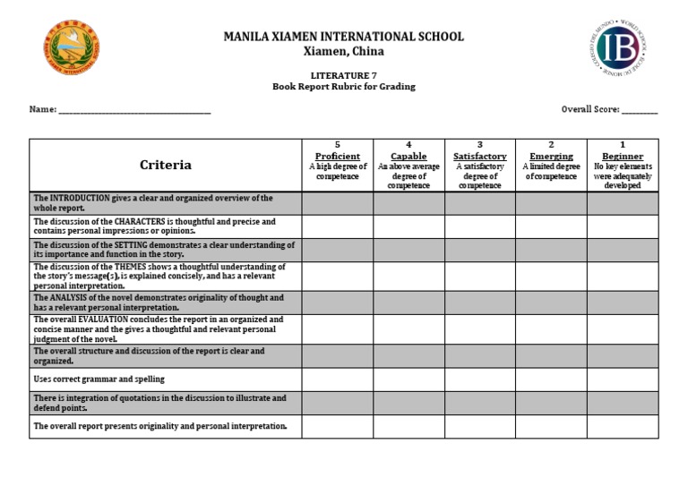 Book Report Grading for Students | PDF