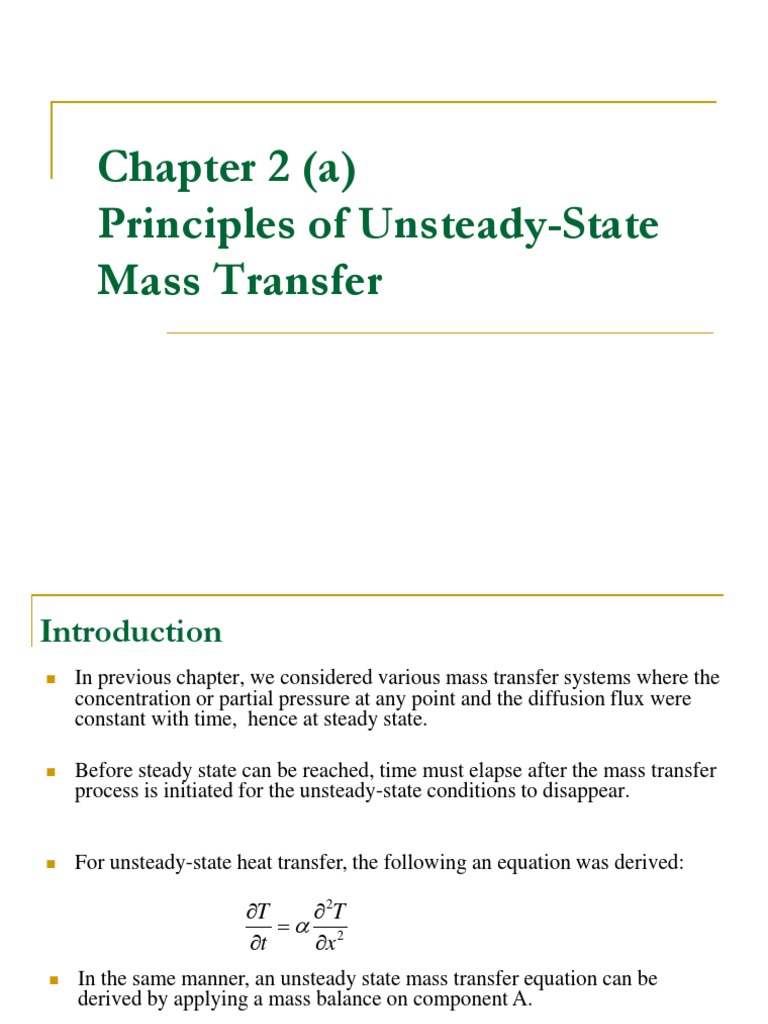 Unsteady-State Mass Transfer Principles | PDF | Thermal Conduction | Diffusion