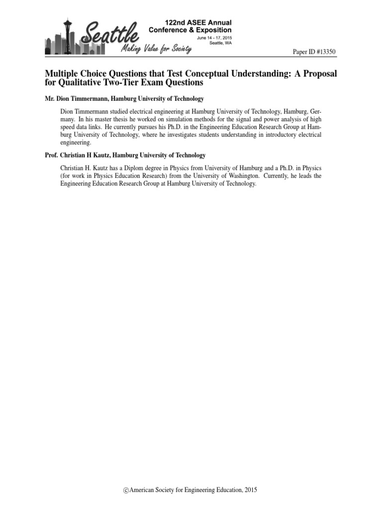 Two-Tier Multiple-Choice Questions Guide | PDF | Multiple Choice | Test ...