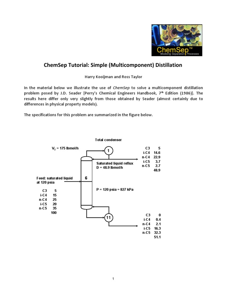 ChemSepTutorial MulticomponentDistillation | PDF | Distillation | Continuum Mechanics