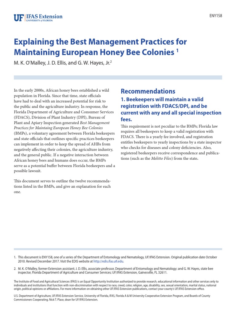Best Management Practices | PDF | Beekeeping | Honey Bee