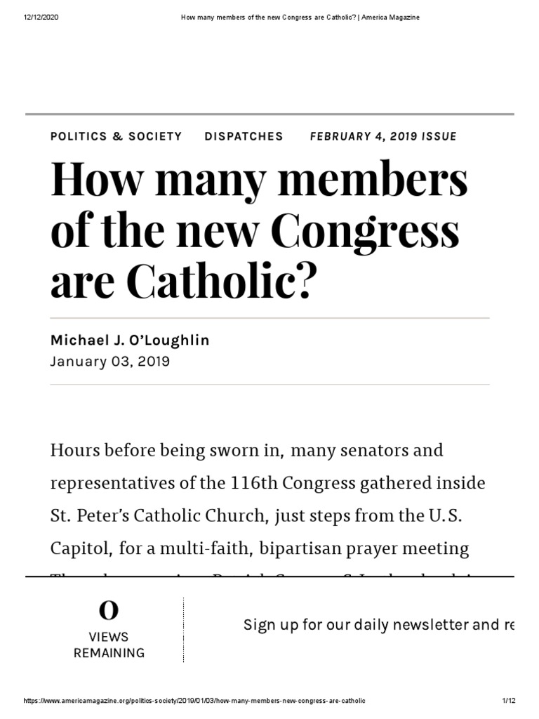 Catholic Representation in Congress 2020 | PDF | Democratic Party ...