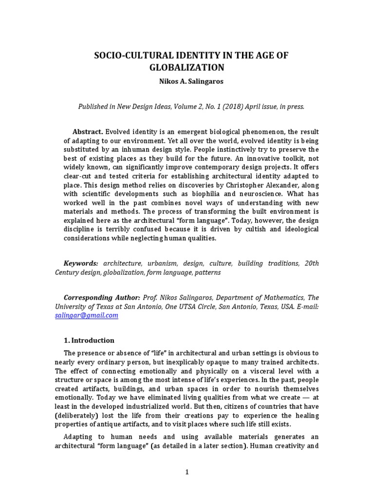 Socio-Cultural Identity - Nikos | PDF | Identity (Social Science ...