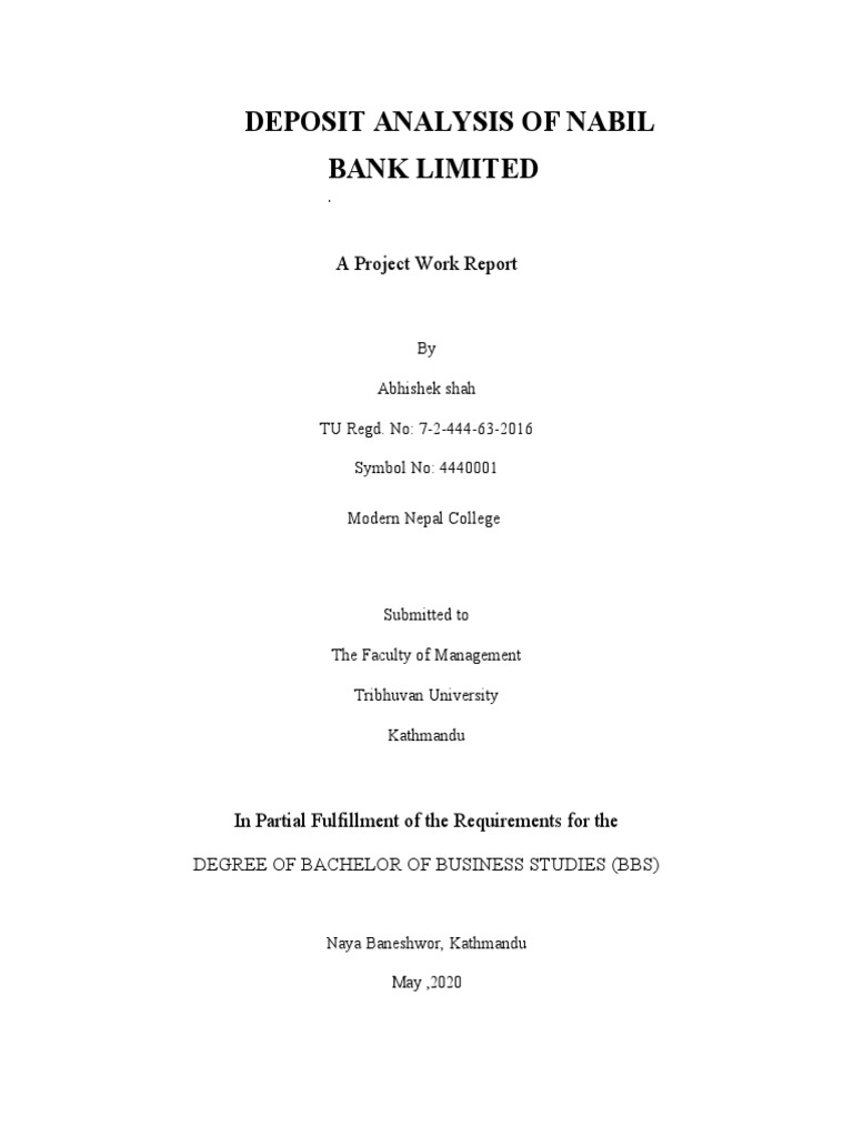 Deposit Analysis of Nabil Bank Limited: A Project Work Report | PDF ...