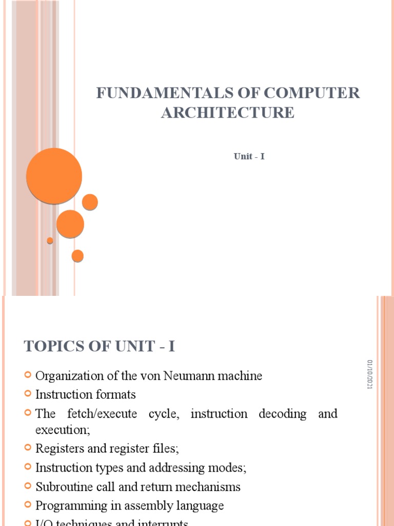 Fundamentals of Computer Architecture: Unit - I | PDF | Subroutine | Central Processing Unit