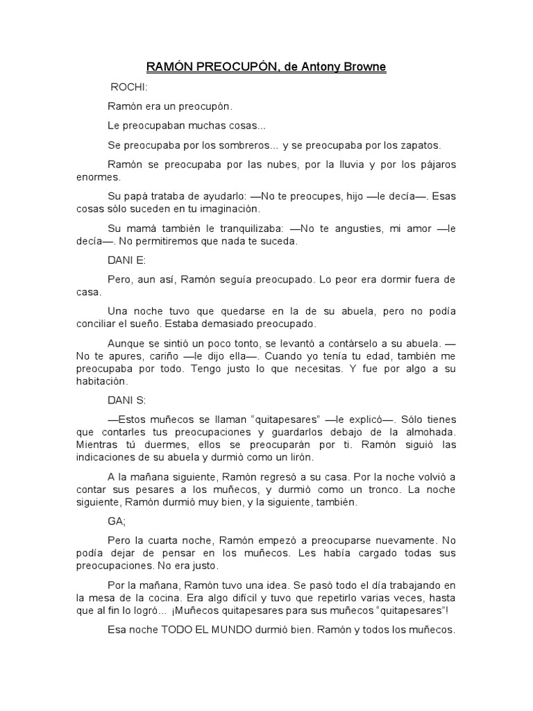 Cuento Ramón Preocupón | PDF