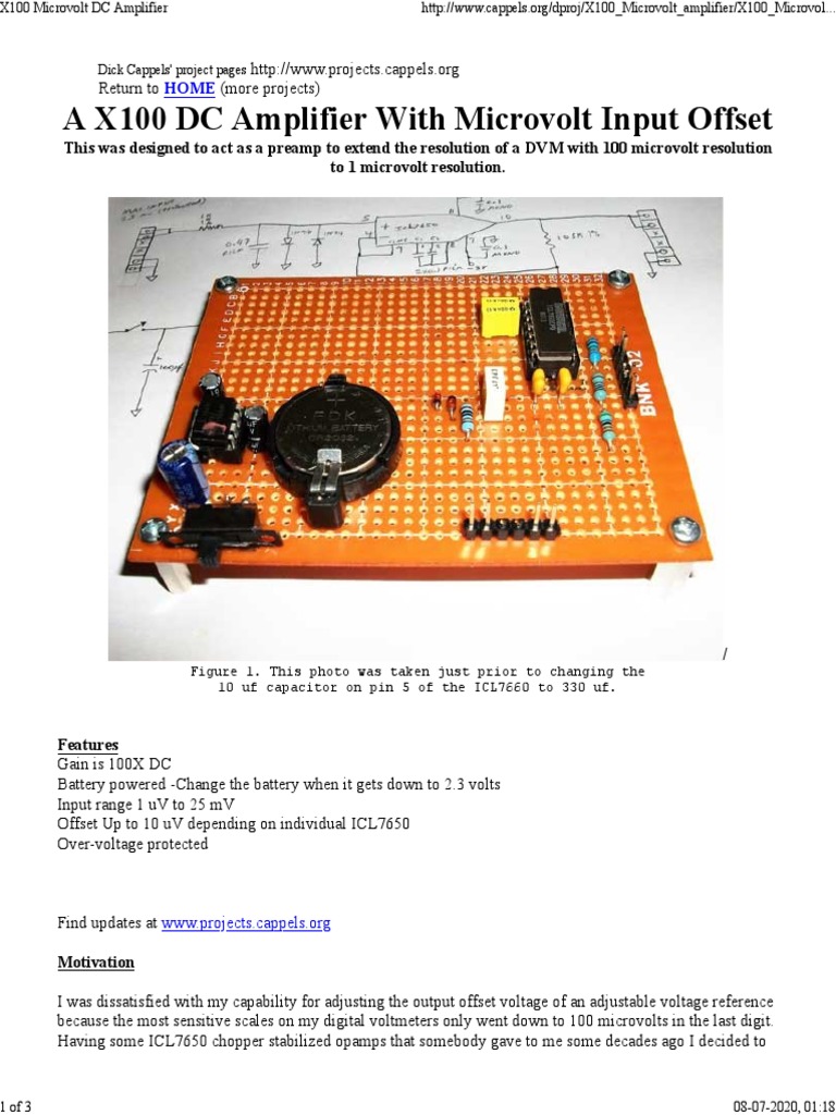 A X100 DC Amplifier With Microvolt Input Offset | PDF | Amplifier ...