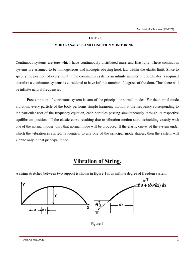 Unit - 7 Vibration of Continuous System | PDF | Normal Mode | Tension (Physics)