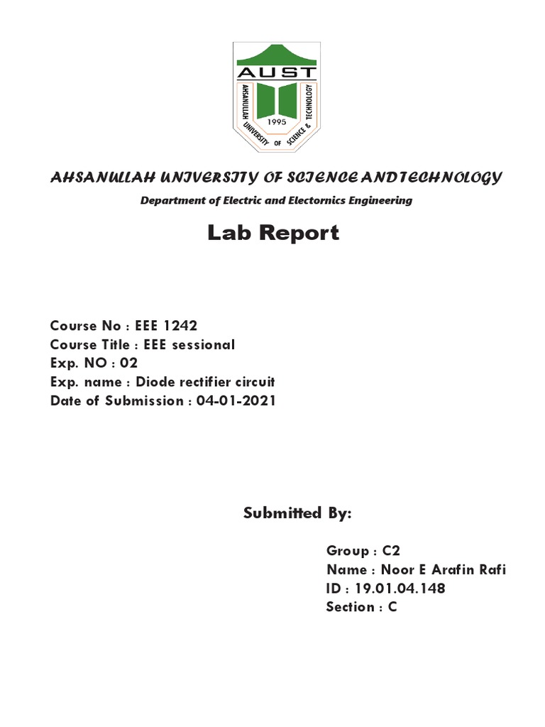 Diode Rectifier Lab Report - EEE Dept. | PDF