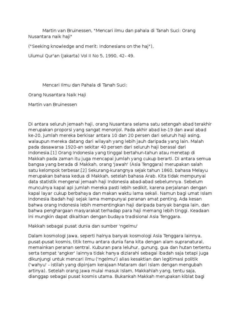 Sejarah Haji Di Indo Oleh Martin Van Bruinessen | PDF