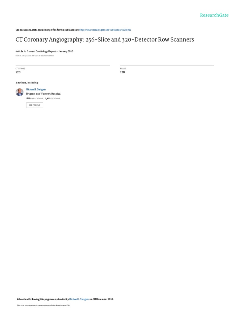 CT Coronary Angiography: 256-Slice and 320-Detector Row Scanners | PDF ...