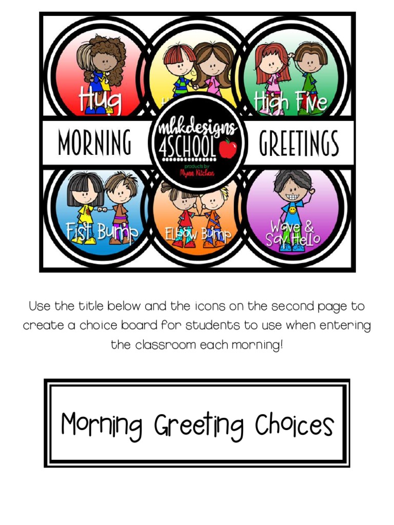 Morning Greetings Choices Icons | PDF
