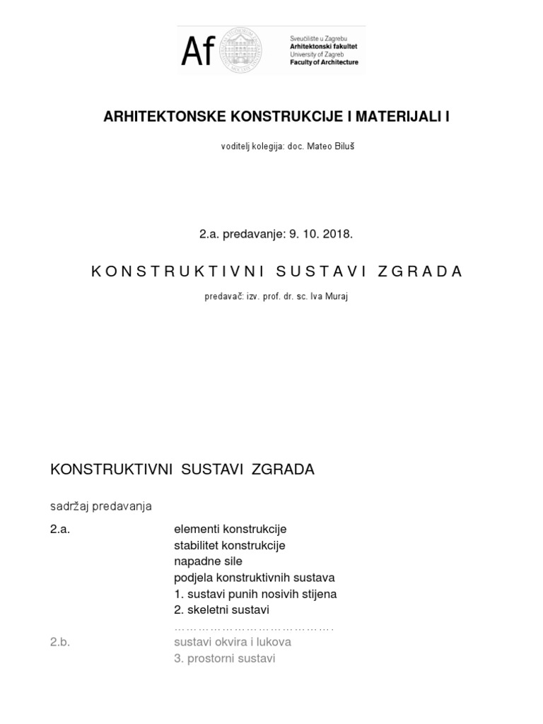 AKM1 - 02a - Konstruktivni Sustavi Zgrada | PDF