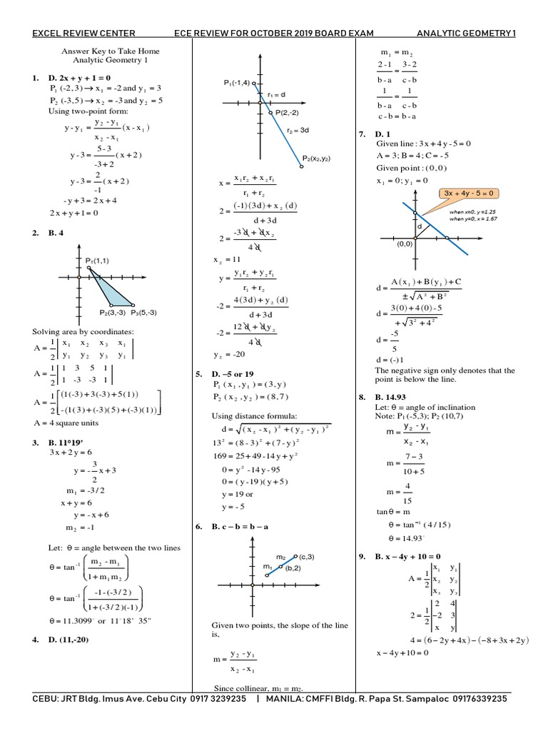 ECE Analytic Geometry Review Guide | PDF | Geometric Shapes | Classical ...