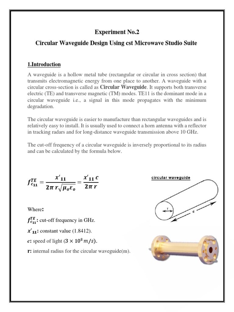 Circular Waveguide Design with CST | PDF