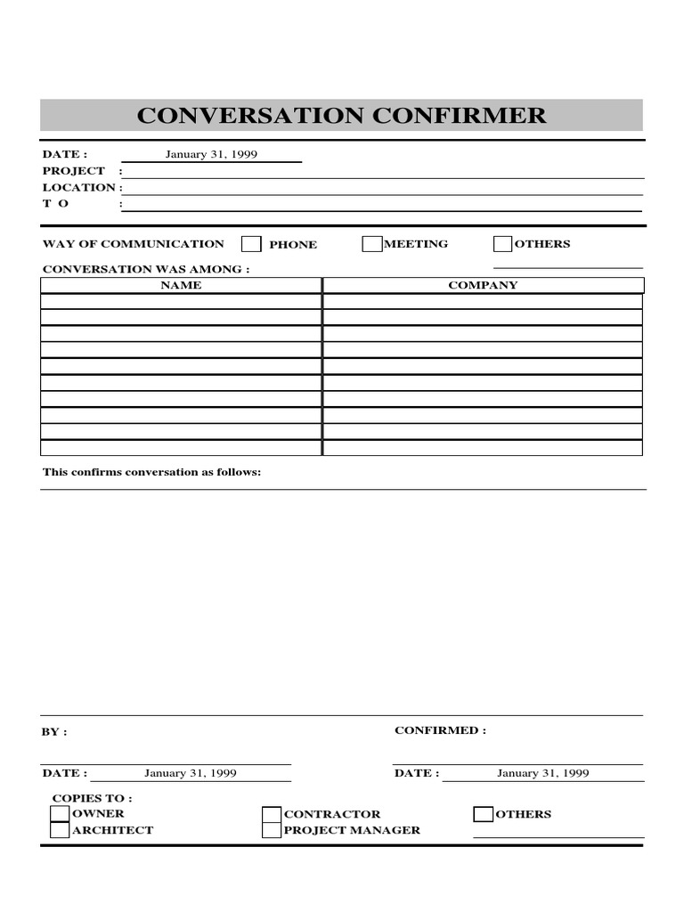 Conversation Confirmation Record | PDF