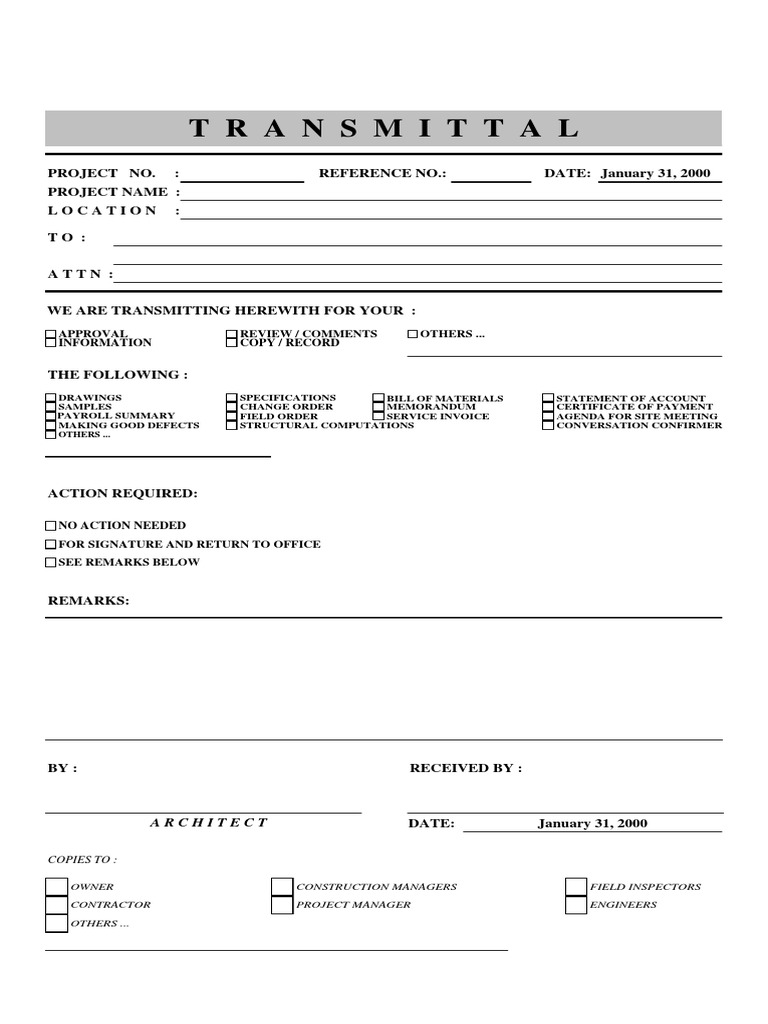 Transmital Form PDF | PDF