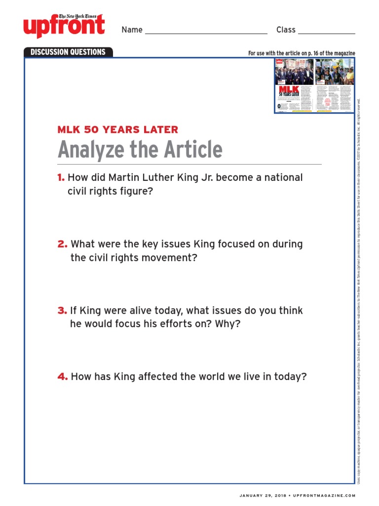 MLK 50 Years Later Questions | PDF | Martin Luther King Jr. | Southern ...