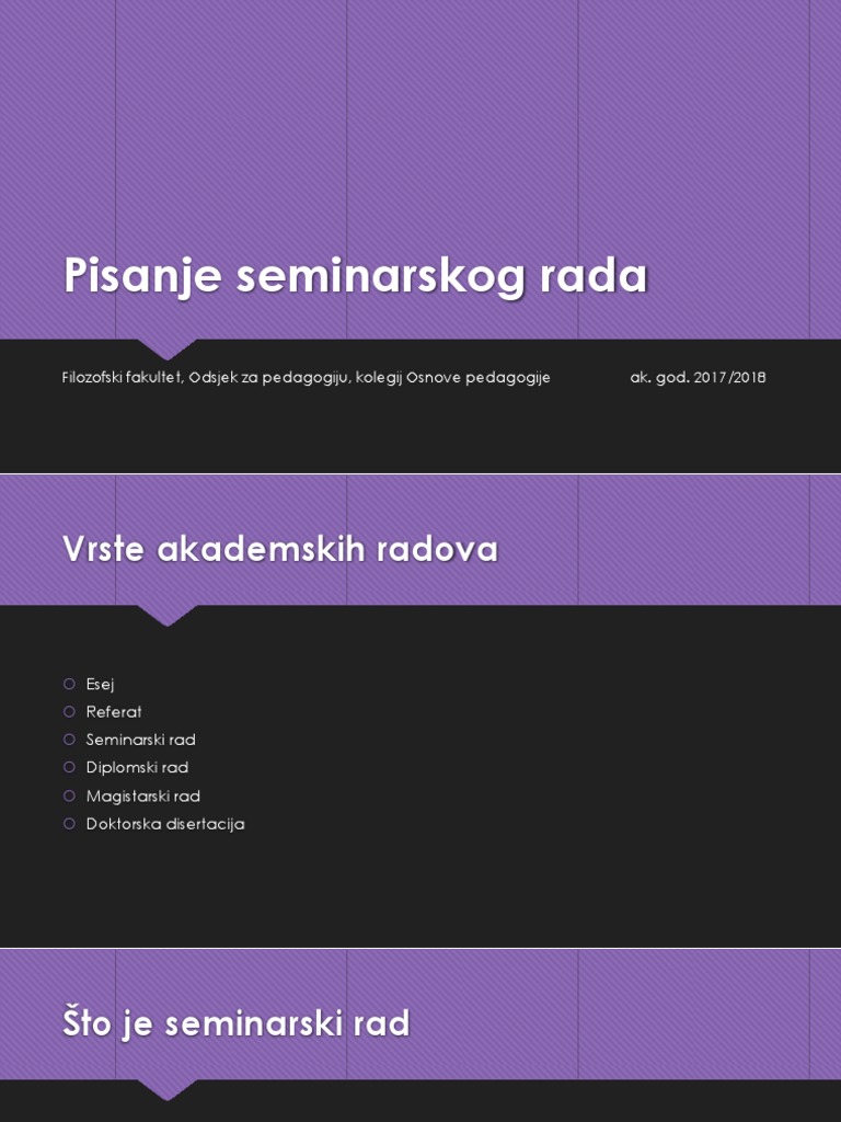 Pisanje Seminarskog Rada-Smjernice | PDF