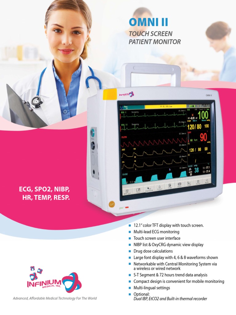 Omni Ii: Touch Screen Patient Monitor | PDF | Electrocardiography ...