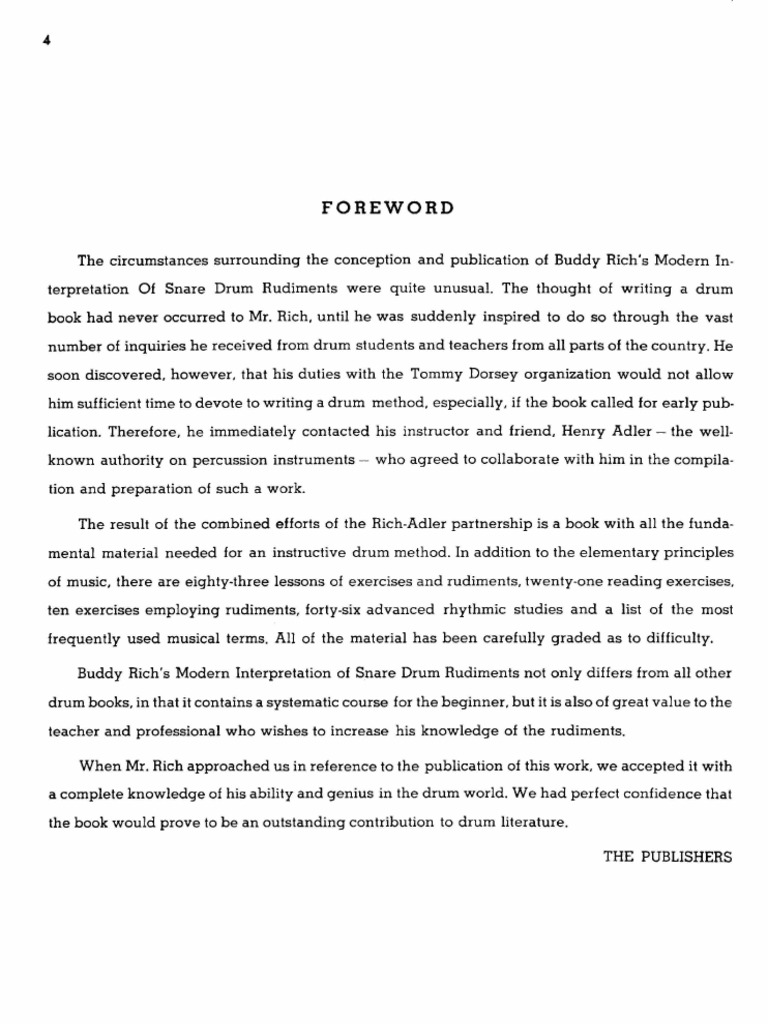 Buddy Rich Drum Method - Modertation of Snare Drum Rudiments 5 | PDF Buddy Rich Drum Method - Modertation of Snare Drum Rudiments 5 | PDF