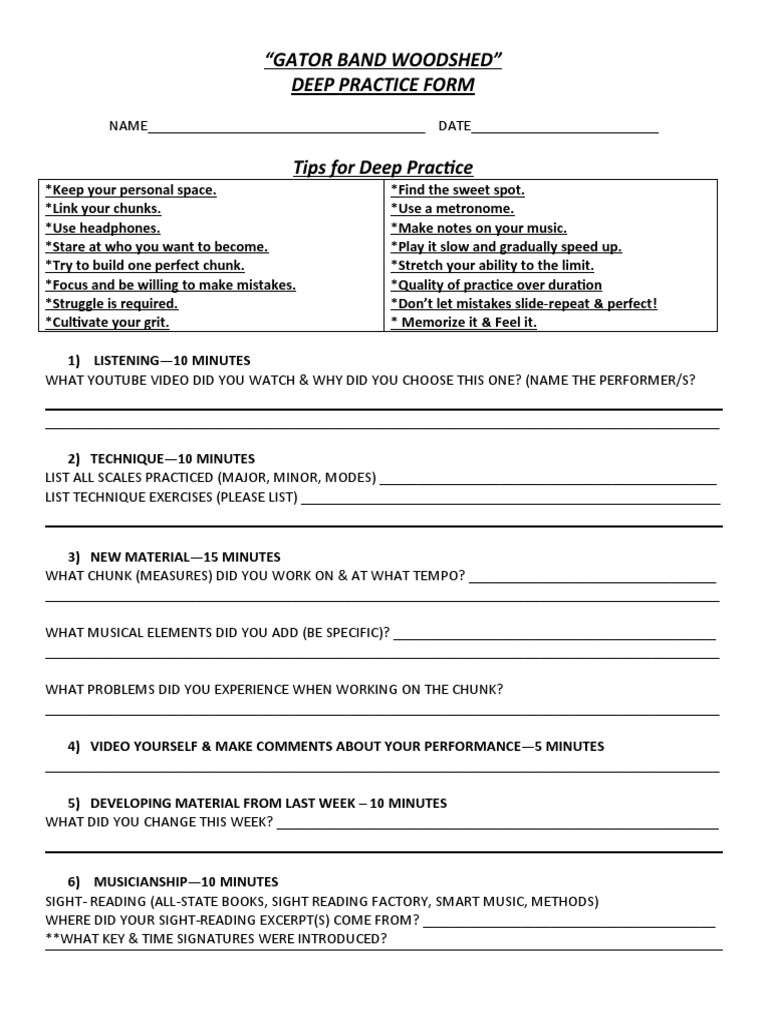 Deep Practice Form 2019-2020 | PDF