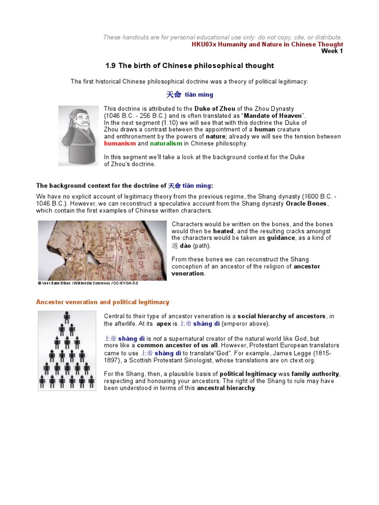 1.9 The Birth of Chinese Philosophical Thought: Week 1 | PDF ...