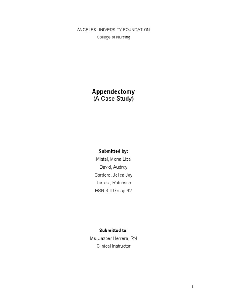Nursing Care Plan for Appendectomy | PDF | Large Intestine ...