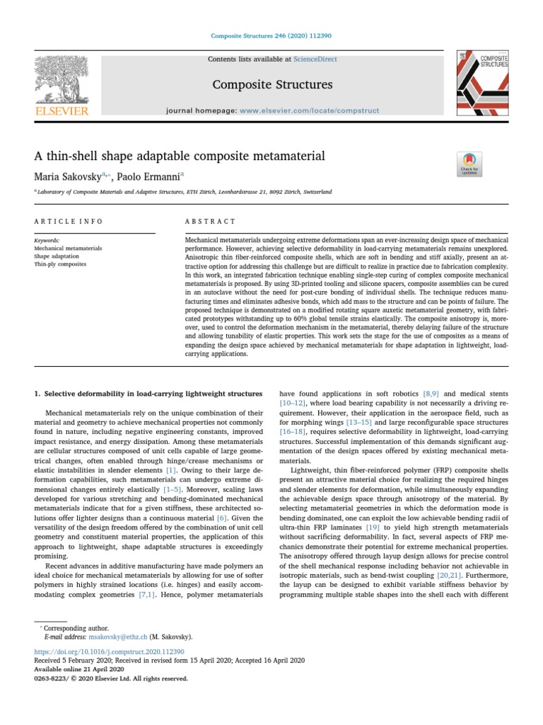 Composite Structures: Maria Sakovsky, Paolo Ermanni T | PDF | Composite ...